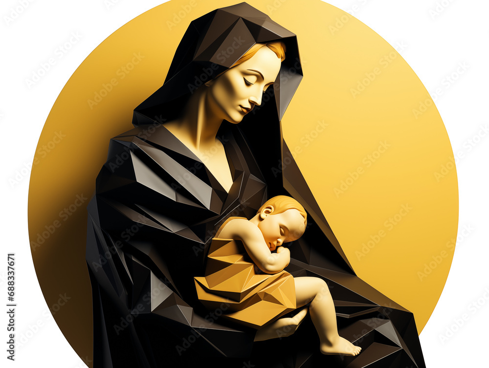 Cubist neomodern Madonna and child, Virgin Mary and Jesus Christ ...