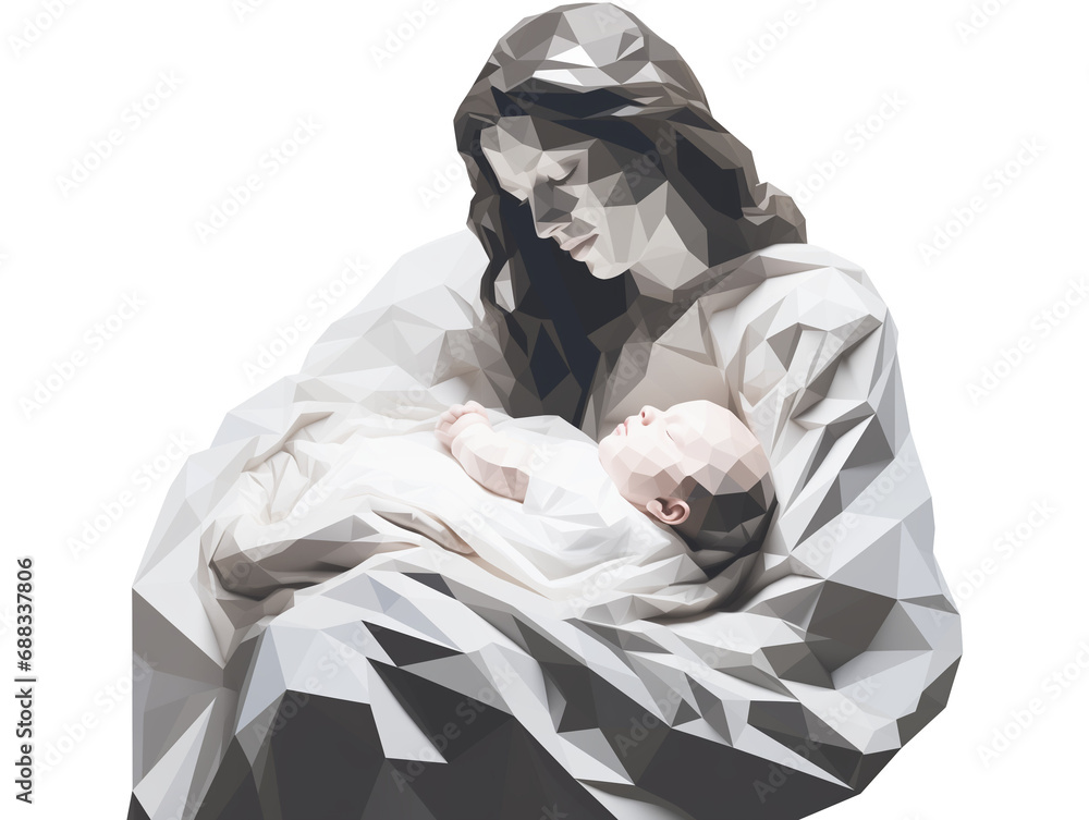 Art Sculpture Of Madonna And Child Virgin Mary And Jesus Christ