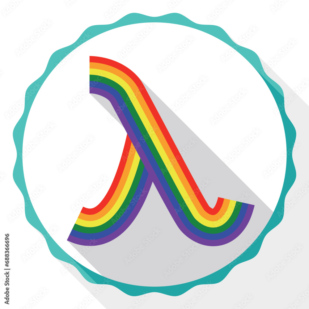Button with lambda symbol in rainbow colors for LGBTIQ rights, Vector ...