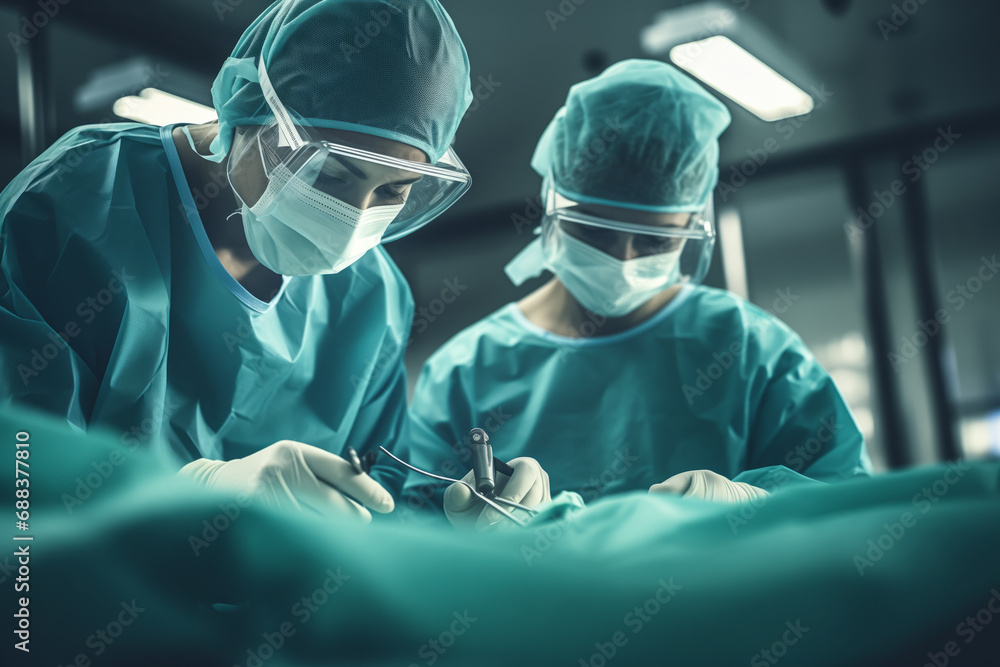 surgery doctor team in emergency Operating Room, Assistant Hands out ...