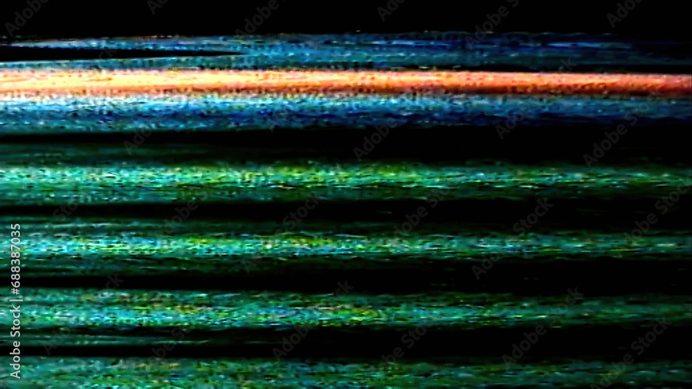 Glitch background. Color distortion. Analog defect. Green orange blue ...