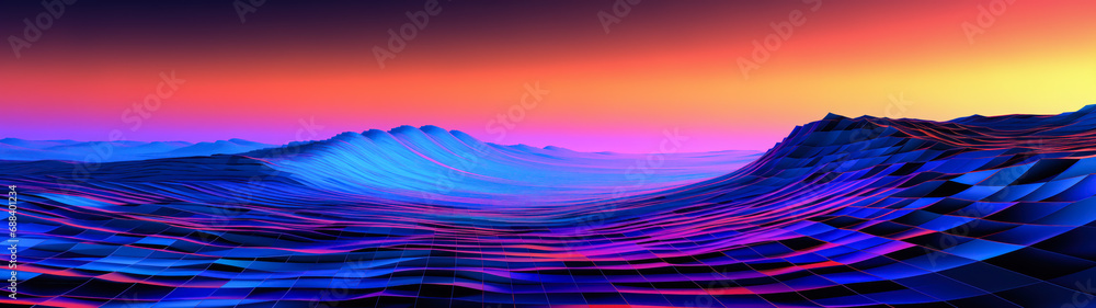 Retro vintage computer graphics aesthetic empty landscape, digital ...