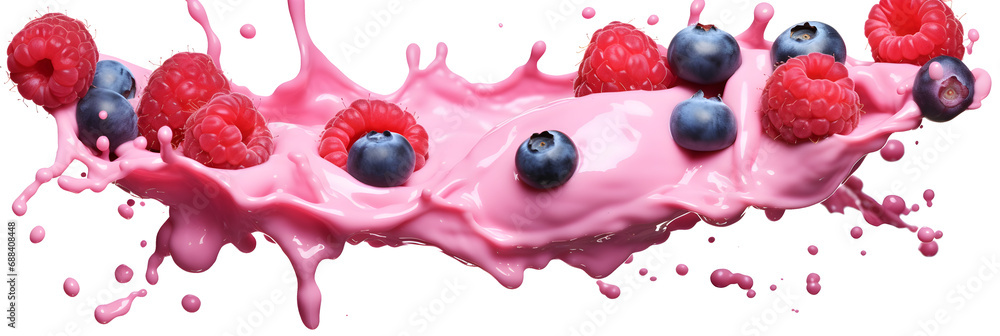 milkshake splash with berries isolated on transparent background ...