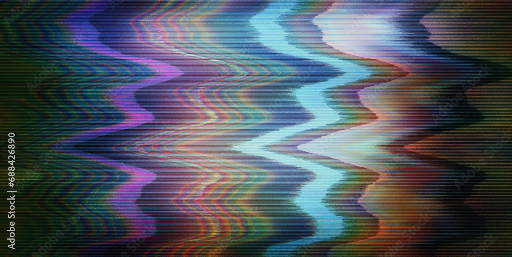 Glitched flickering background, exhibiting distortion, noise, and ...