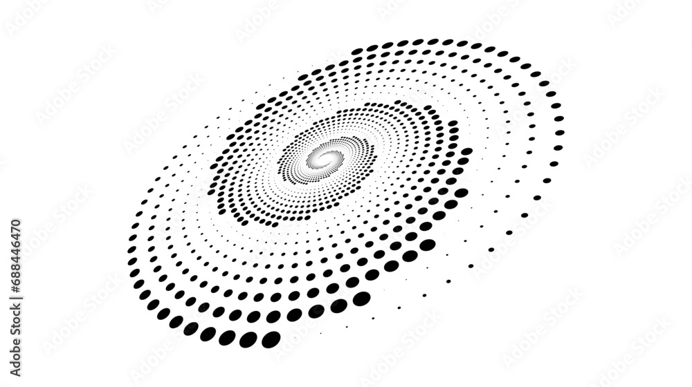 Dotted spiral lines element. Radial spinning halftone texture. Circle ...