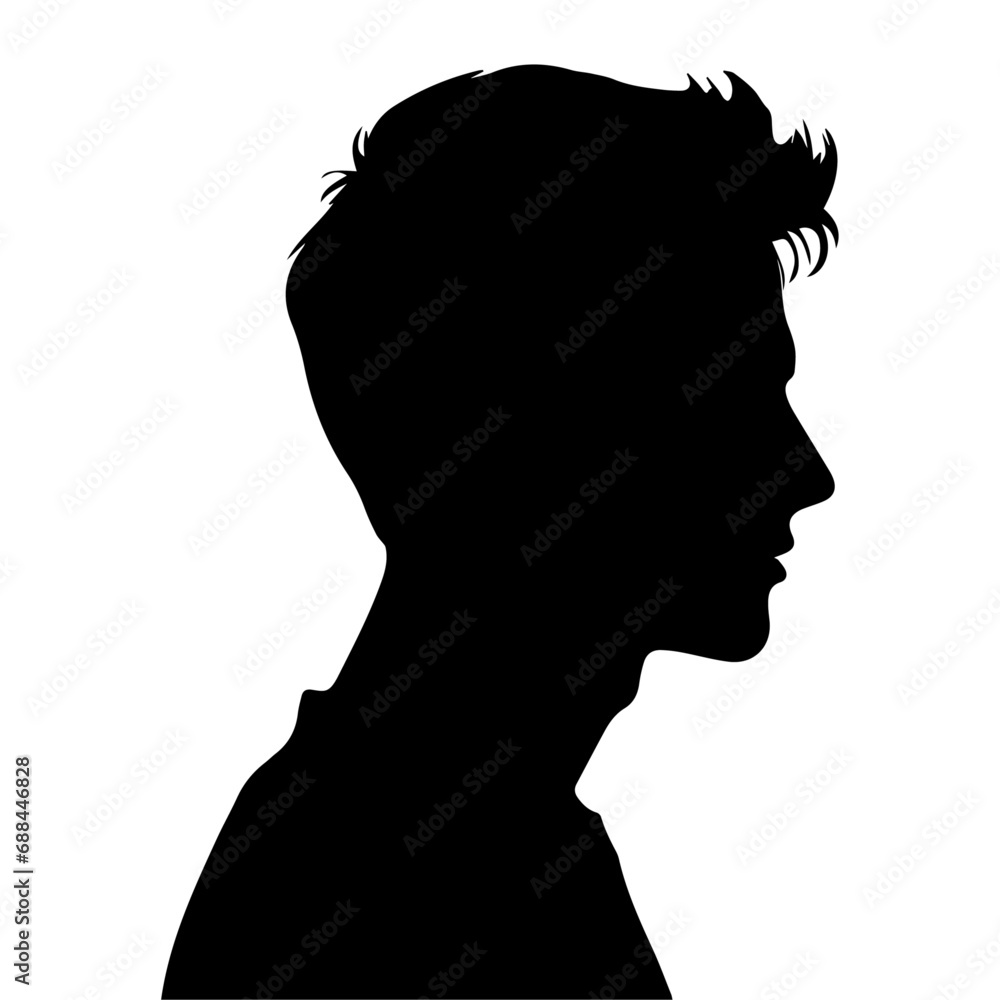 Man Profile vector silhouette, man profile silhouette black color ...