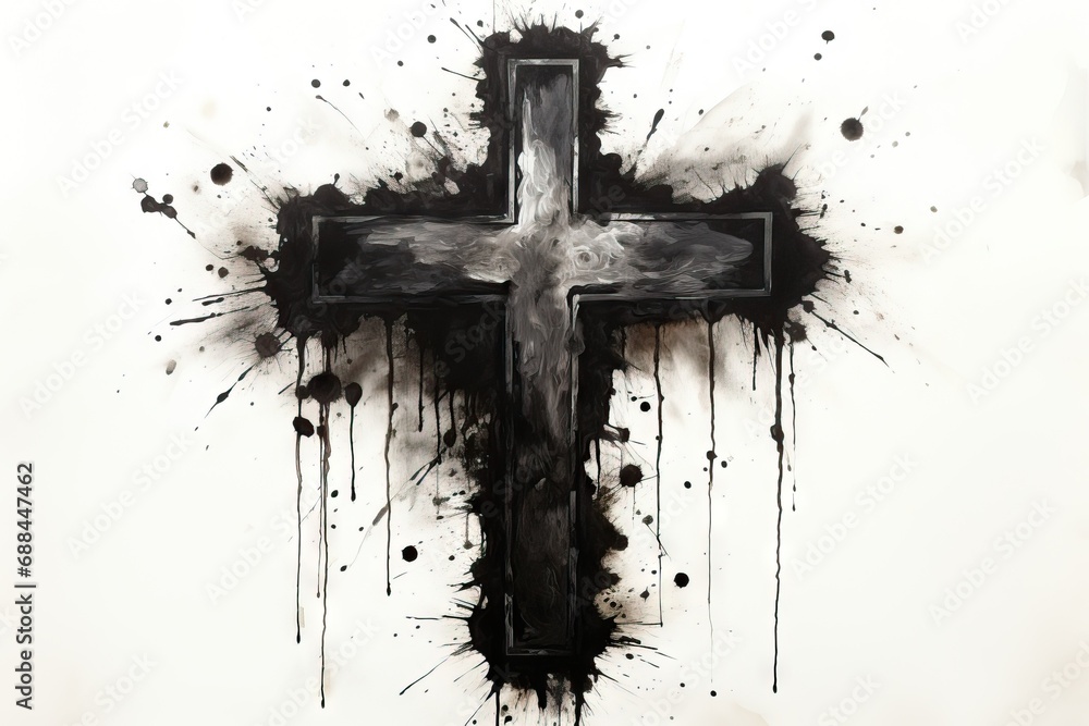 splatter texture stroke brush cross ink black painted Hand symbol paint ...