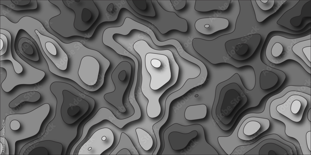 Abstract lines background. 3d Topo contour map on gray background ...