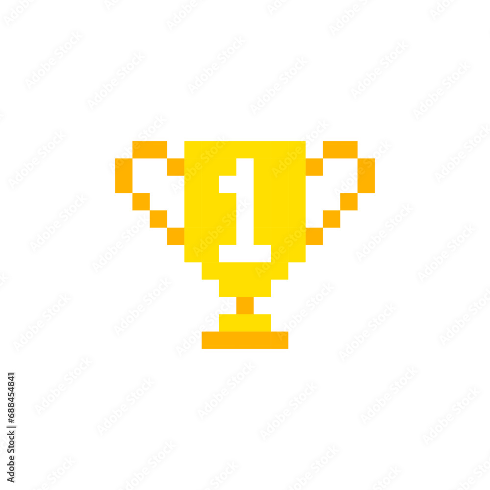 8 bit winner cups. gold, cup. Vector illustration. cartoon drawing ...