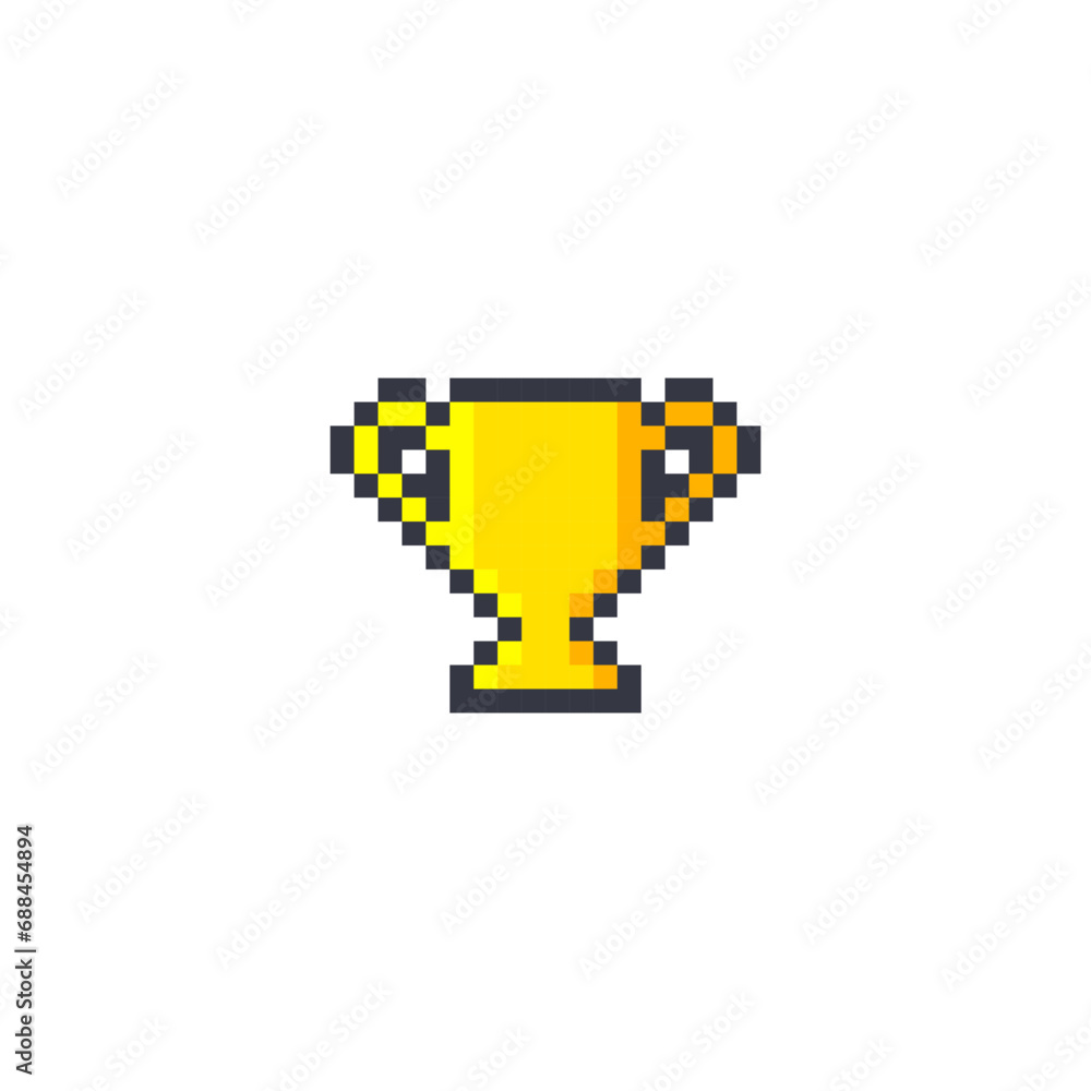 8 bit winner cups. gold, cup. Vector illustration. cartoon drawing ...