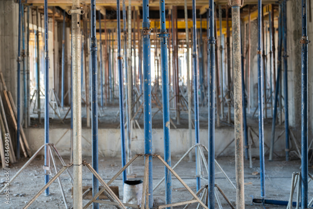 Formwork supports the second floor of a monolithic building ...