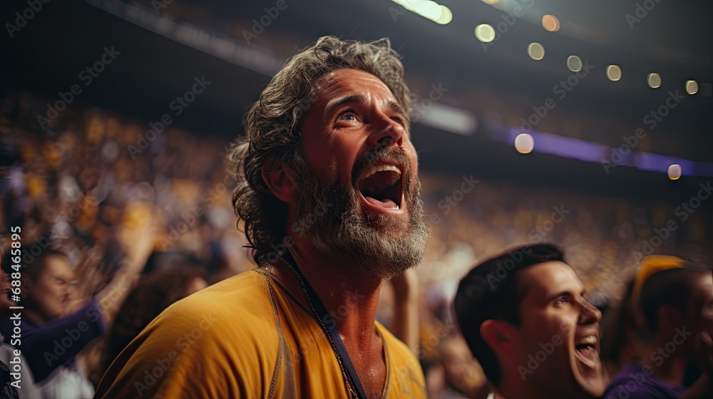 Sports fan shouting in excitement in stadium created with ai Stock ...