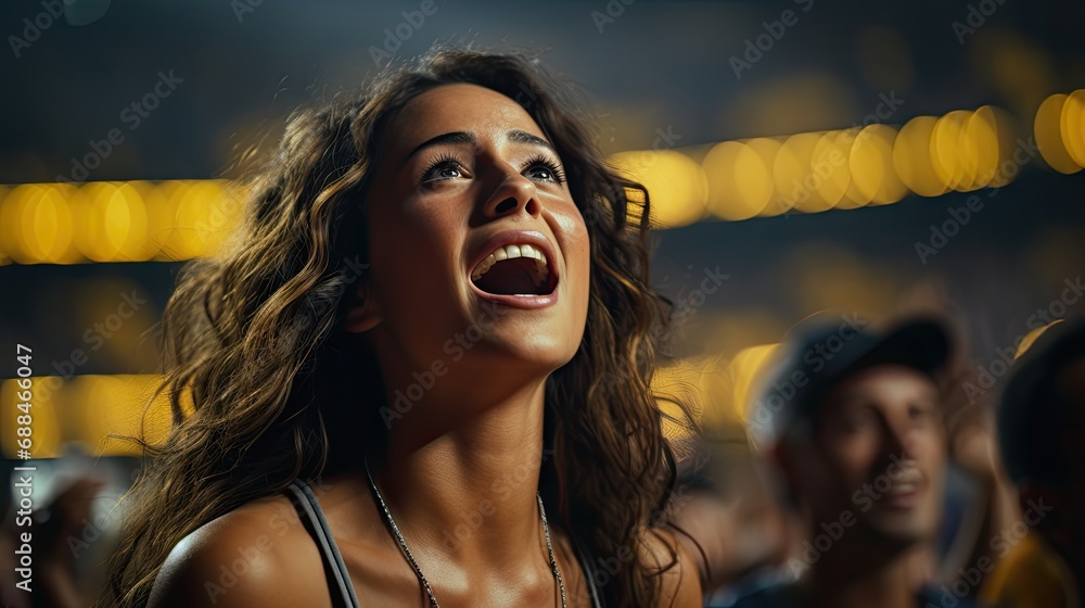 Sports fan shouting in excitement in stadium created with ai Stock ...