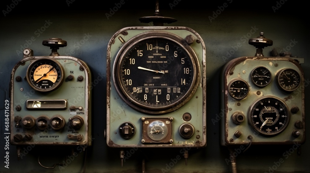 Vintage flight instruments from second World war era aircraft. Stock ...