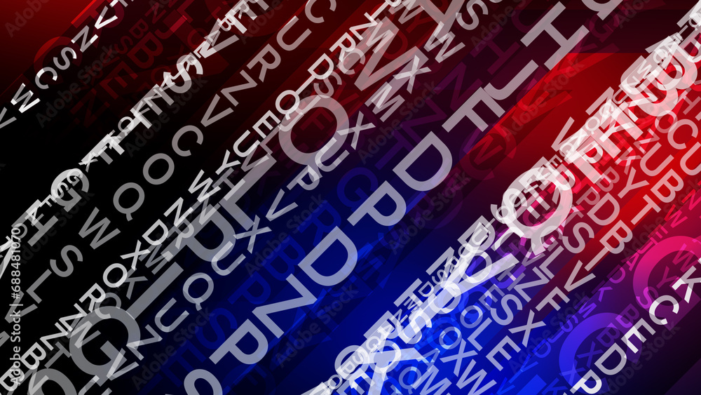Typography background with shifting red and blue letters abstract ...