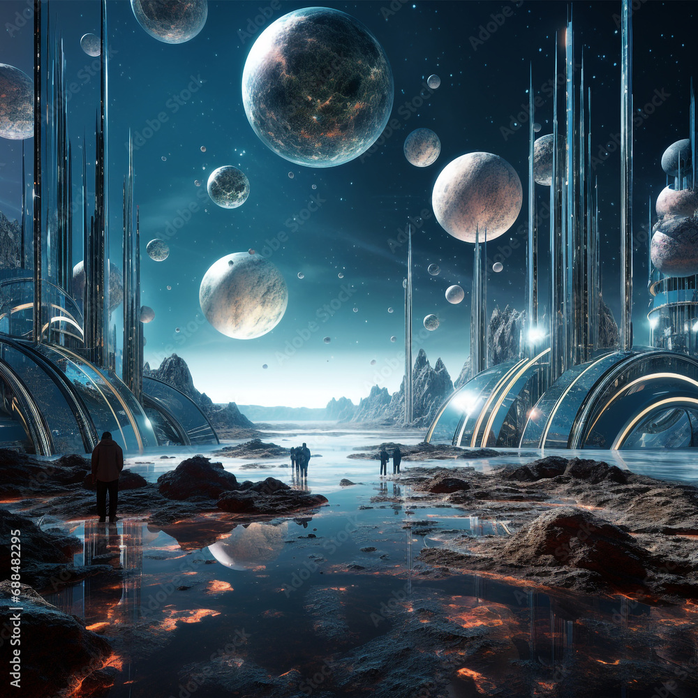 ufo in the space Epic space battle between starships, with laser beams ...