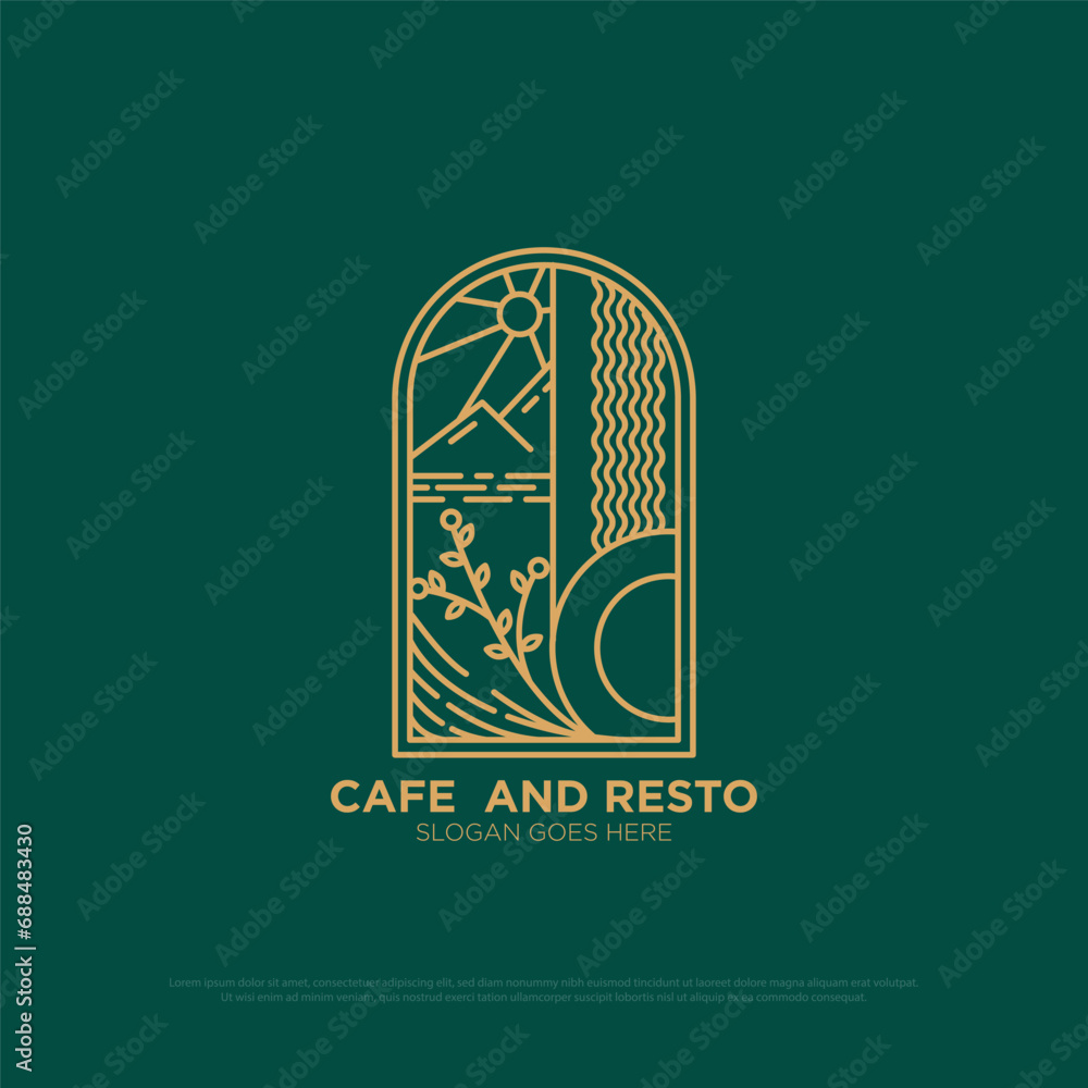 Geometric for cafe and restaurant logo design, outline food and ...