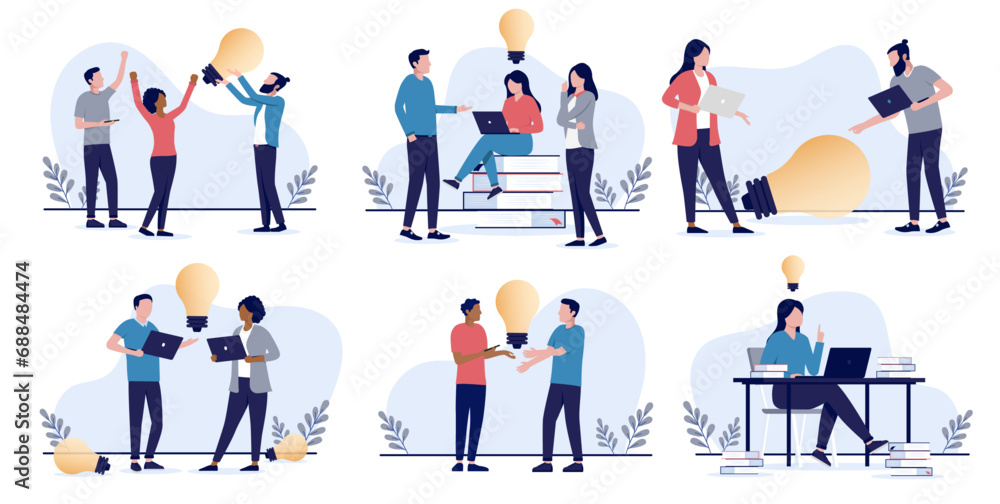 People with idea vector collection - Businesspeople working in office ...