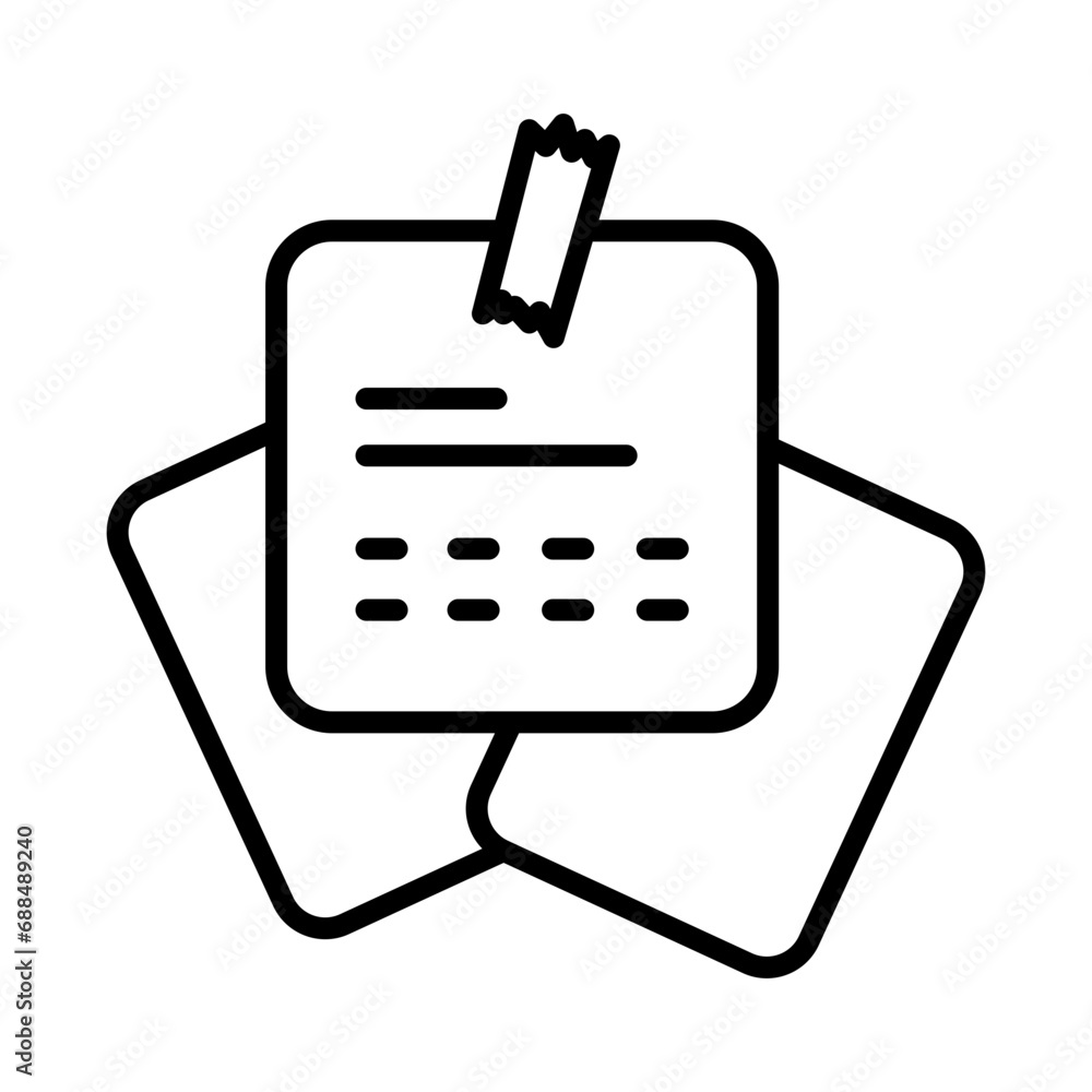 Sticky Note icon in line style. A small note stuck to the wall Stock ...