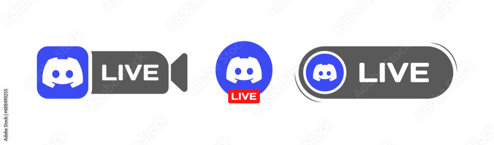 Discord social media live icons. Isolated Discord live camera button ...