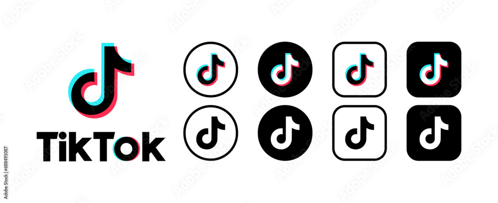 Vetor de Tik Tok social media logo icons. Editorial social media Tik ...