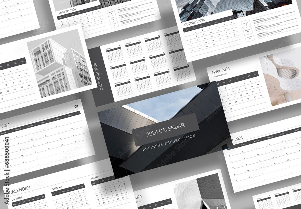 Calendar 2024 Presentation Layout Stock Template | Adobe Stock
