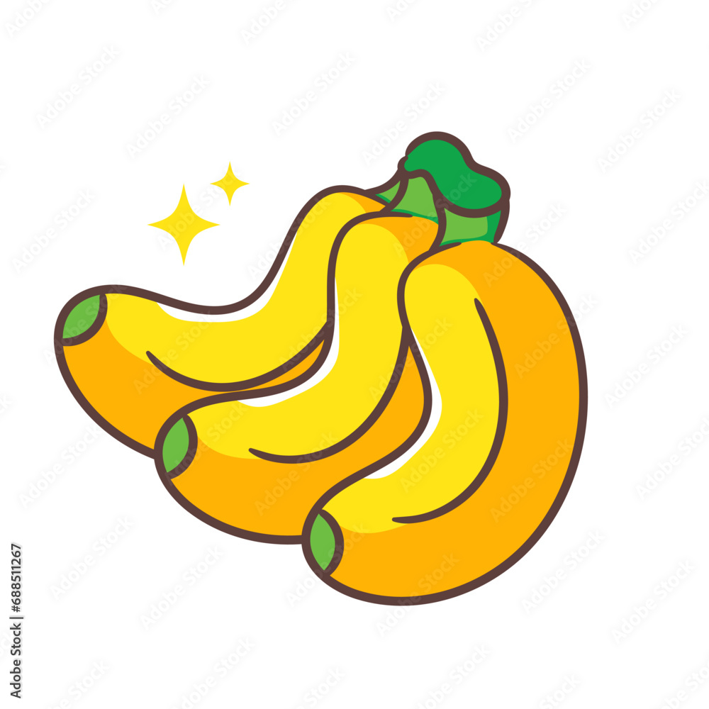 Bunch banana cartoon vector illustration. Fruit and food concept design ...