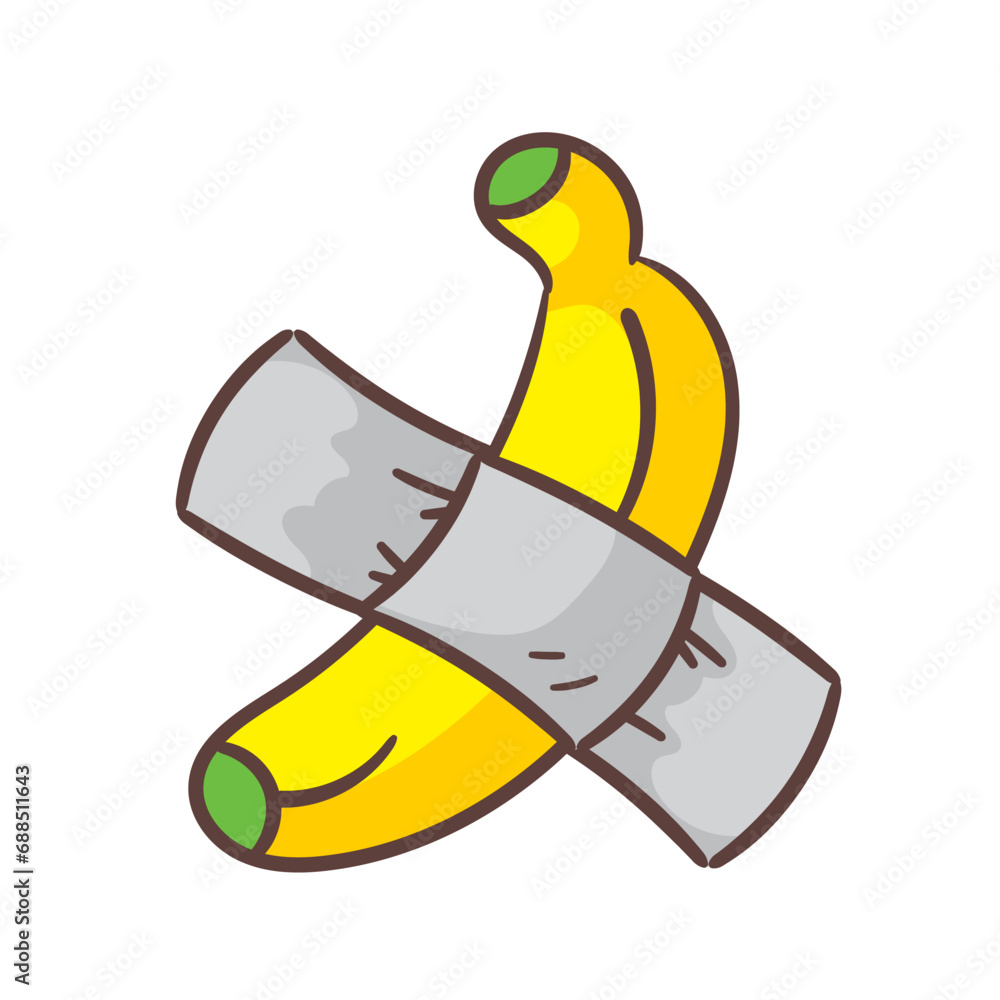 Banana art with duct tape on the wall cartoon vector illustration ...