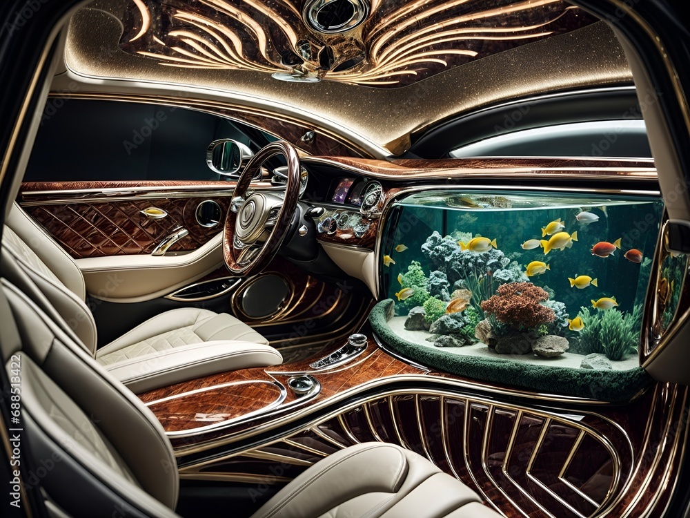 interior of a luxurious and eccentric car, which includes the ...