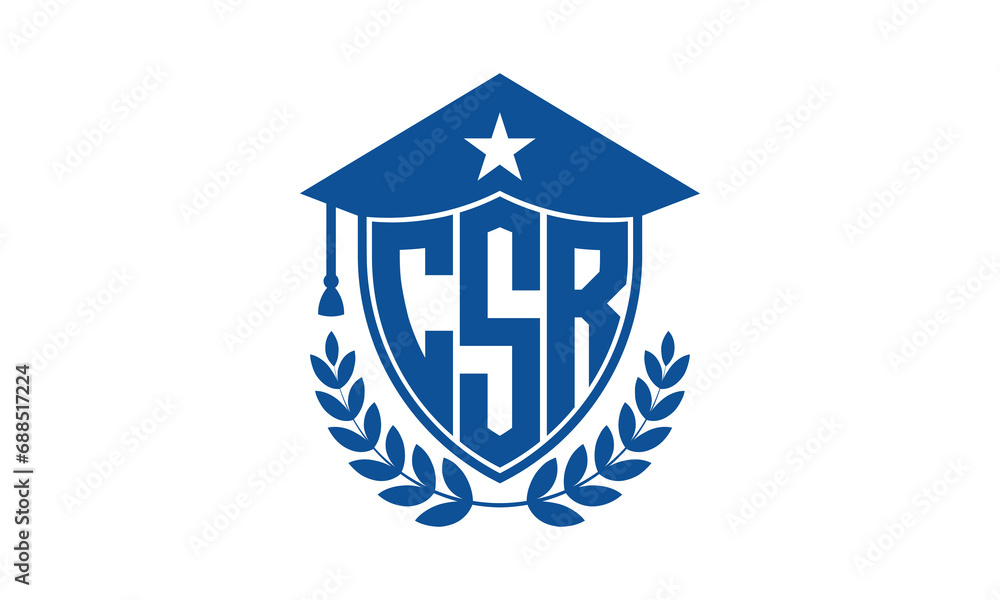 CSR three letter iconic academic logo design vector template. monogram ...