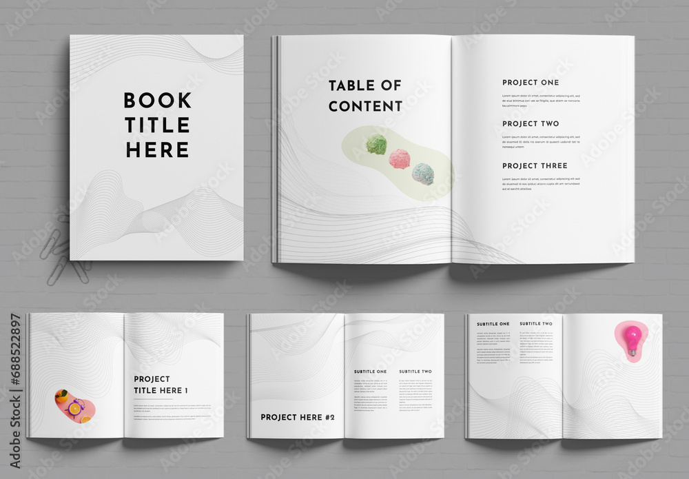 Wavy Lines Pattern Book Layout Stock Template | Adobe Stock