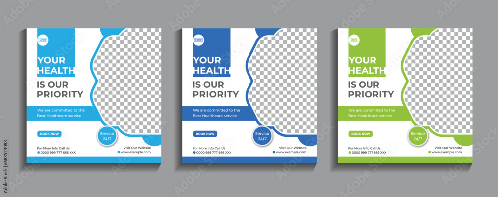 Healthcare medical service social media post template design. Doctor's ...