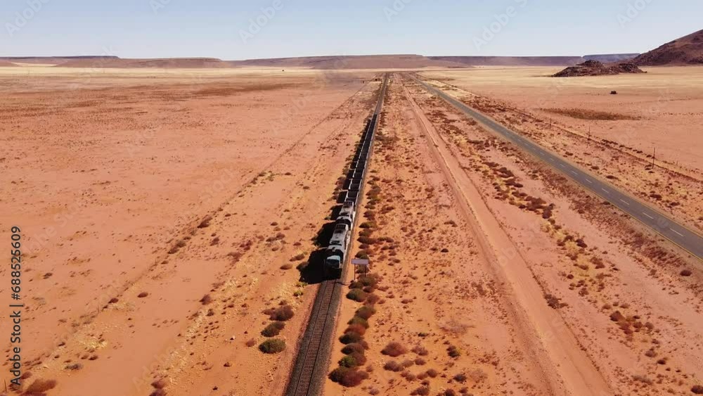 Namibian Desert Train Ride: 4K Footage of Isolated Tracks in Vast ...