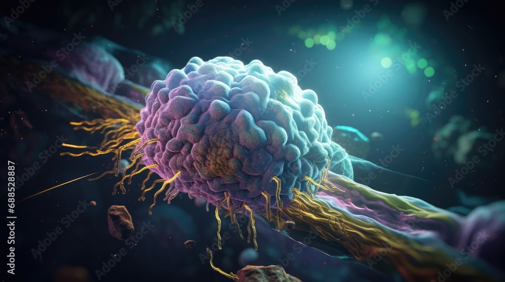 Cancer cell metastasis disease anatomy concept as growing malignant ...