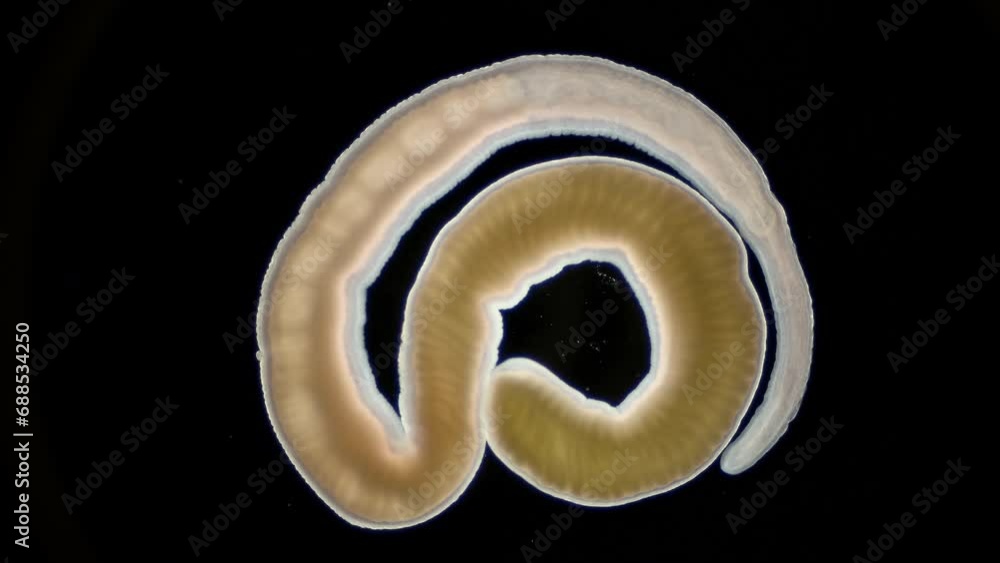 Nemertea worm Cephalothrix linearis under a microscope, class ...