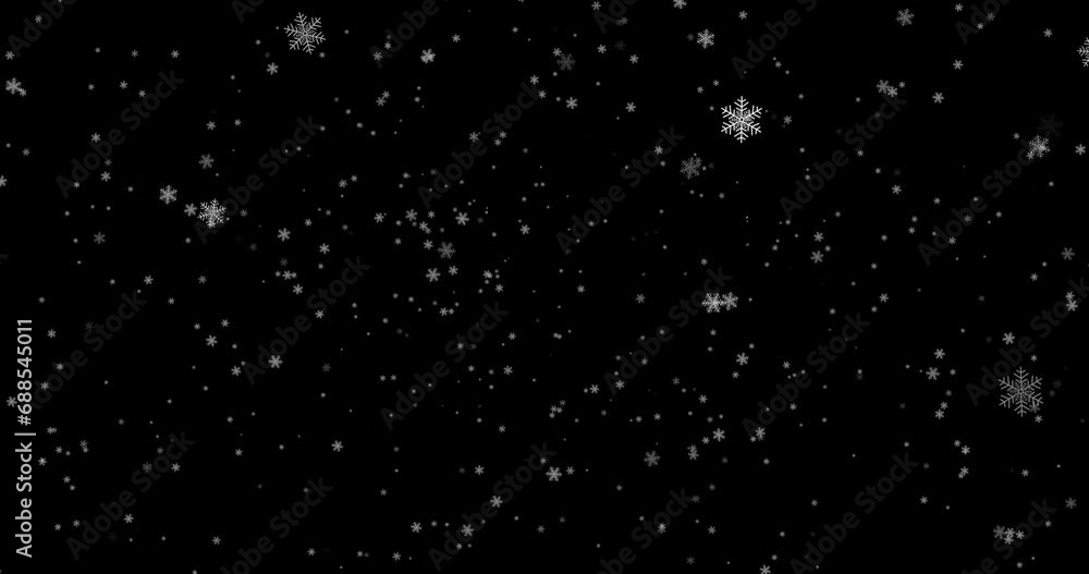 Snow element falling overlay in the winter christmas with black ...