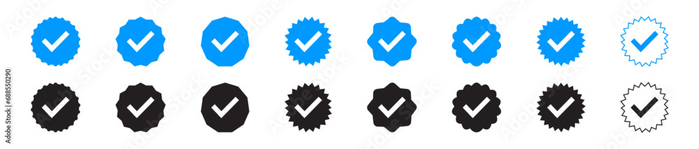 Account verification icon. Social media verification icons. Verified ...