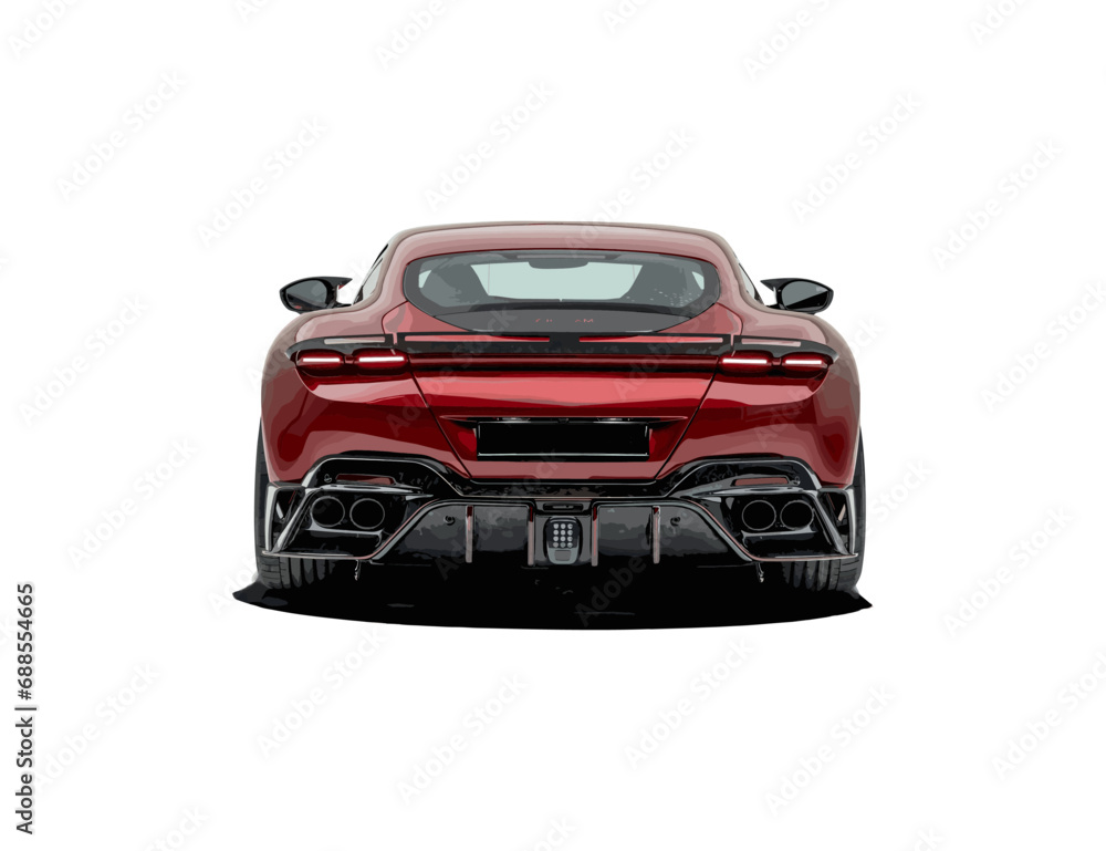 Sport car Ferrari Roma icon. Rear view of machine. Isolated sport car ...