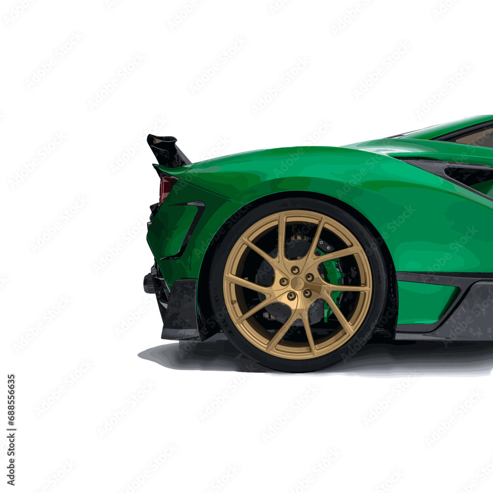 Ferrari sport car icon. Rear wheel view of racing auto. Isolated sport ...