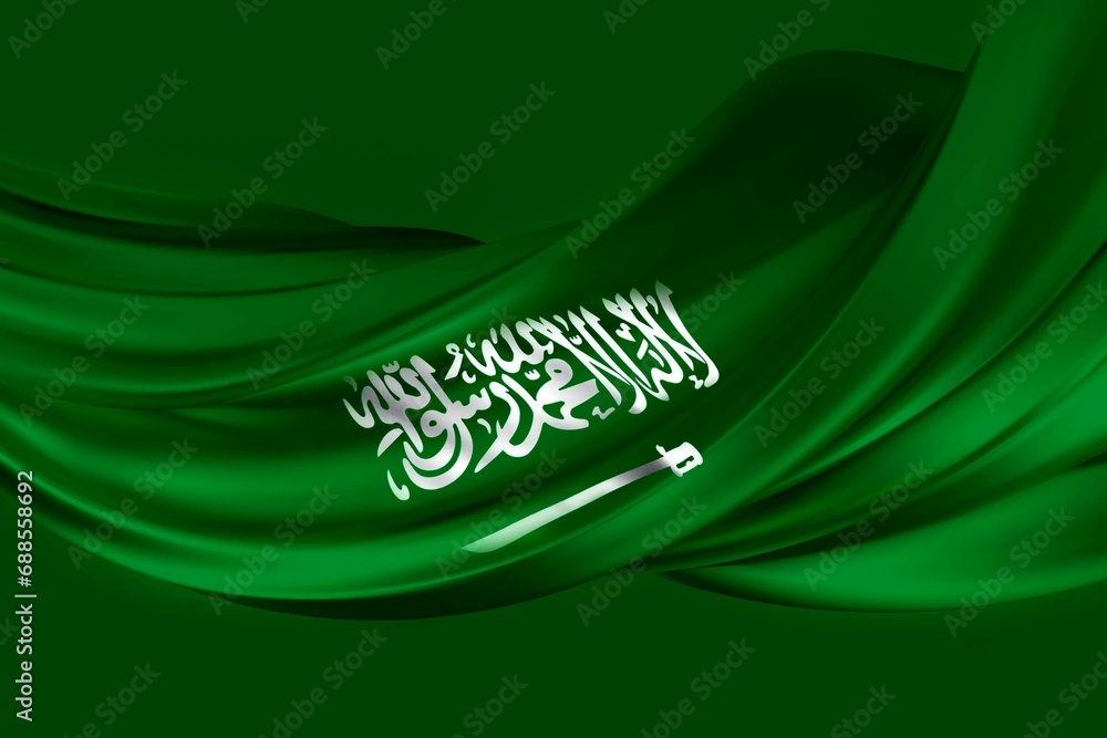 3D illustration Saudi Arabia flag, Statement translation: There is no ...
