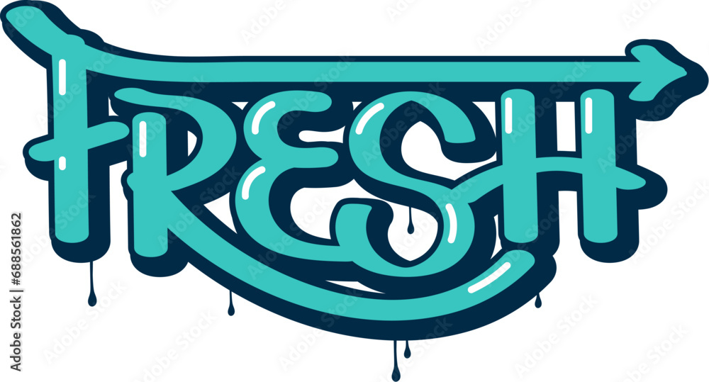 Fresh graffiti, street art style word, urban text lettering in paint ...