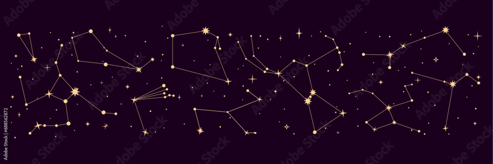 star constellation border. night galaxy space sky map, mystic astrology ...