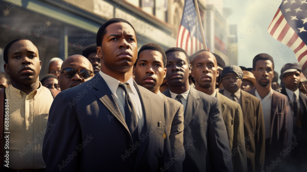 Intense portrait of a young activist during a pivotal moment in the ...