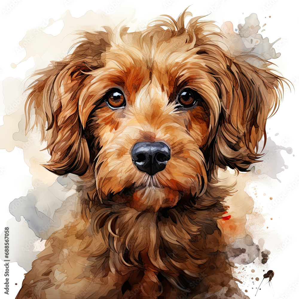 watercolor Cavapoo clipart, Generative Ai Stock Illustration | Adobe Stock