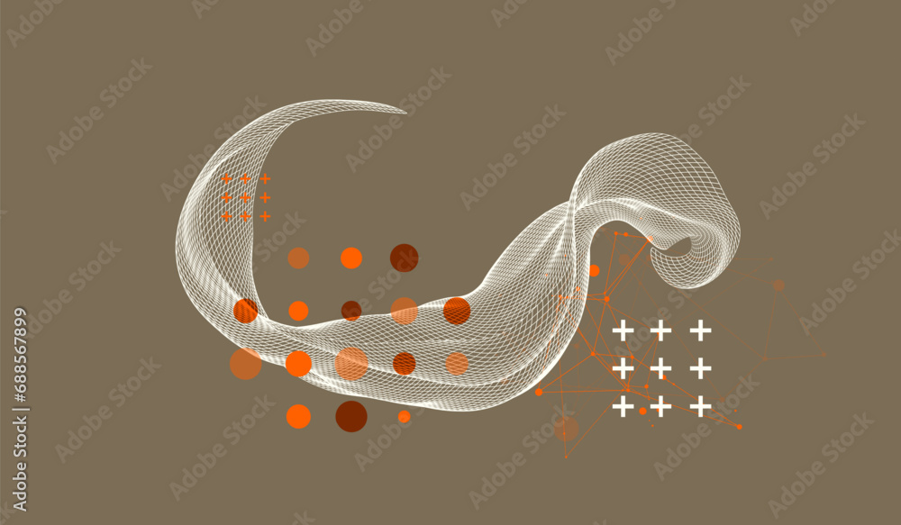 The abstract wave is made in a frame style. Template for science and ...