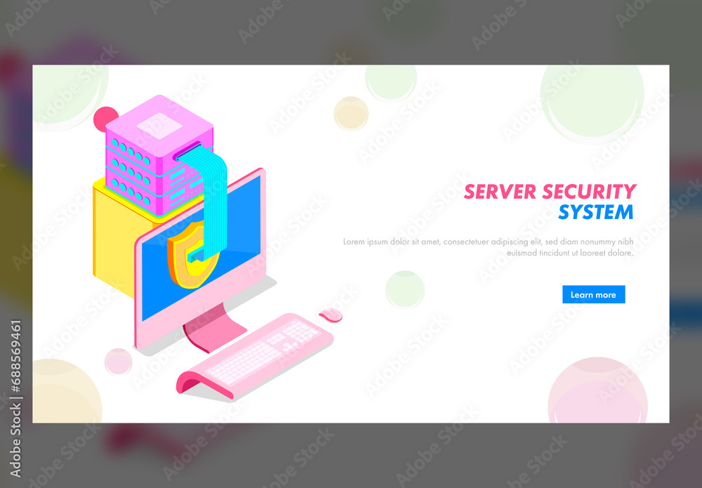 Server Security System Concept Based Landing Page with Isometric ...