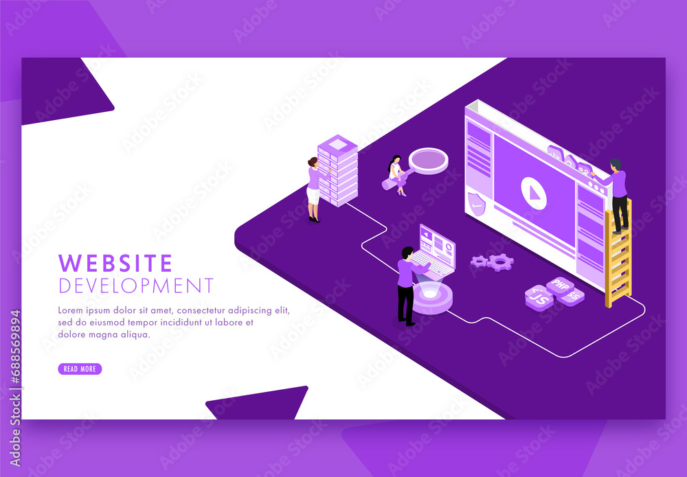 Web Development Concept Based Landing Page Design in Purple and White ...