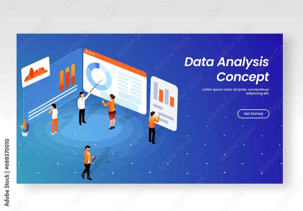 Isometric Illustration Of Business People Maintain Website For Data ...