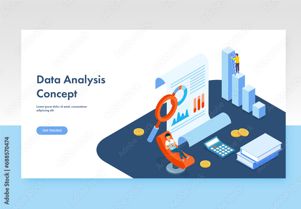 Data Analysis Concept Based Landing Page With Financial Infographic ...