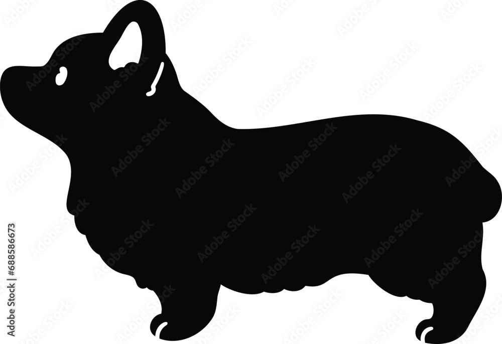 Simple and cute silhouette of Corgi in side view with details Stock ...